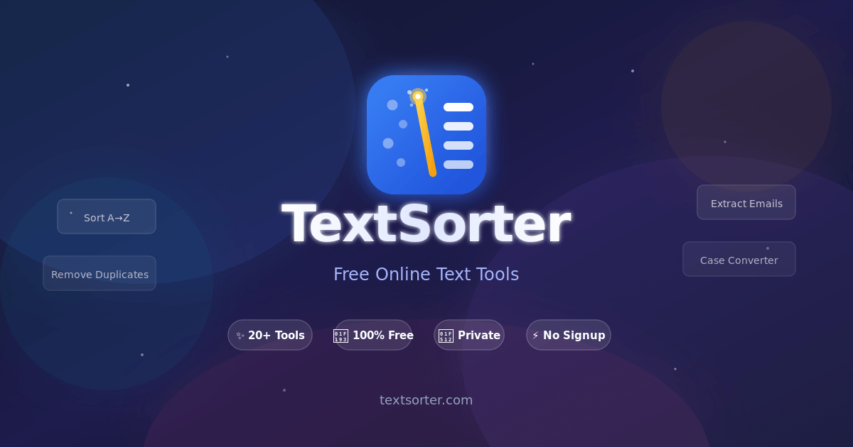 TextSorter - Free Online Text Tools: Sort Lists, Remove Duplicates & More